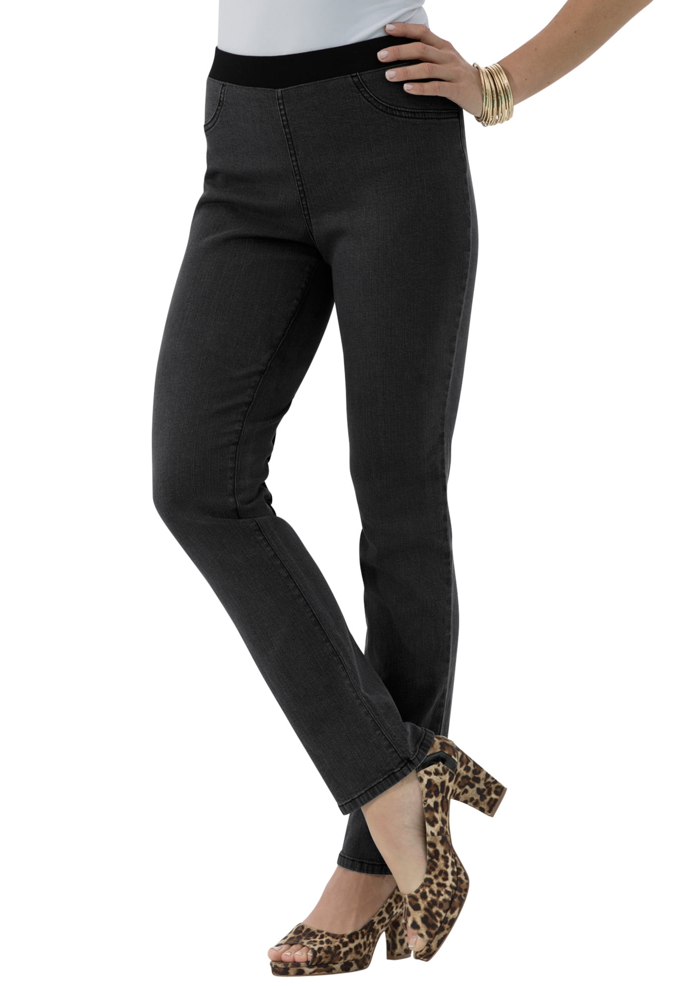 Roaman's Women's Plus Size Petite Invisible Stretch All Day Straight ...