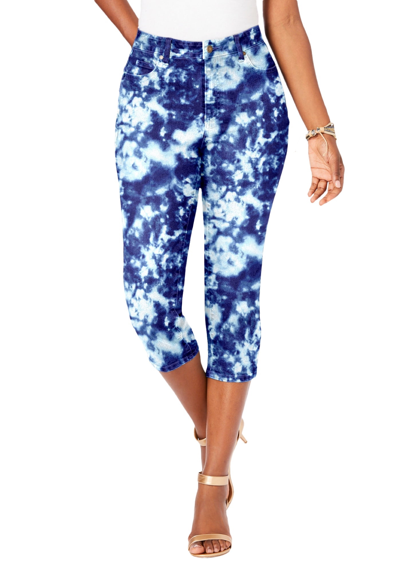 Roaman's Women's Plus Size Petite Invisible Stretch Iconic Capri Jean ...