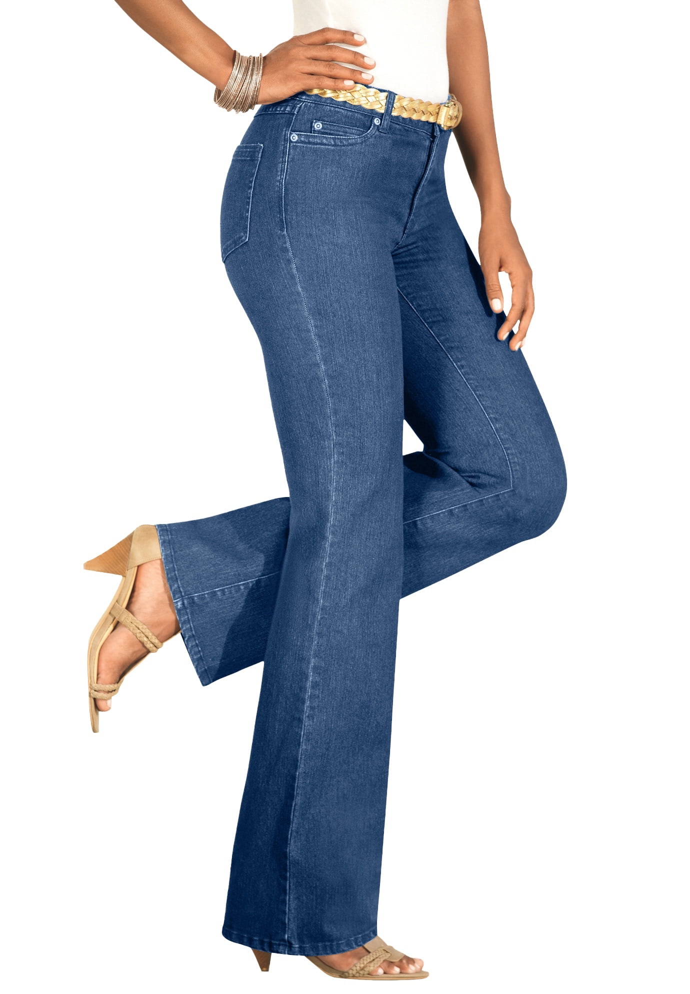 Roaman's Women's Plus Size Petite Invisible Stretch Iconic Bootcut Jean ...
