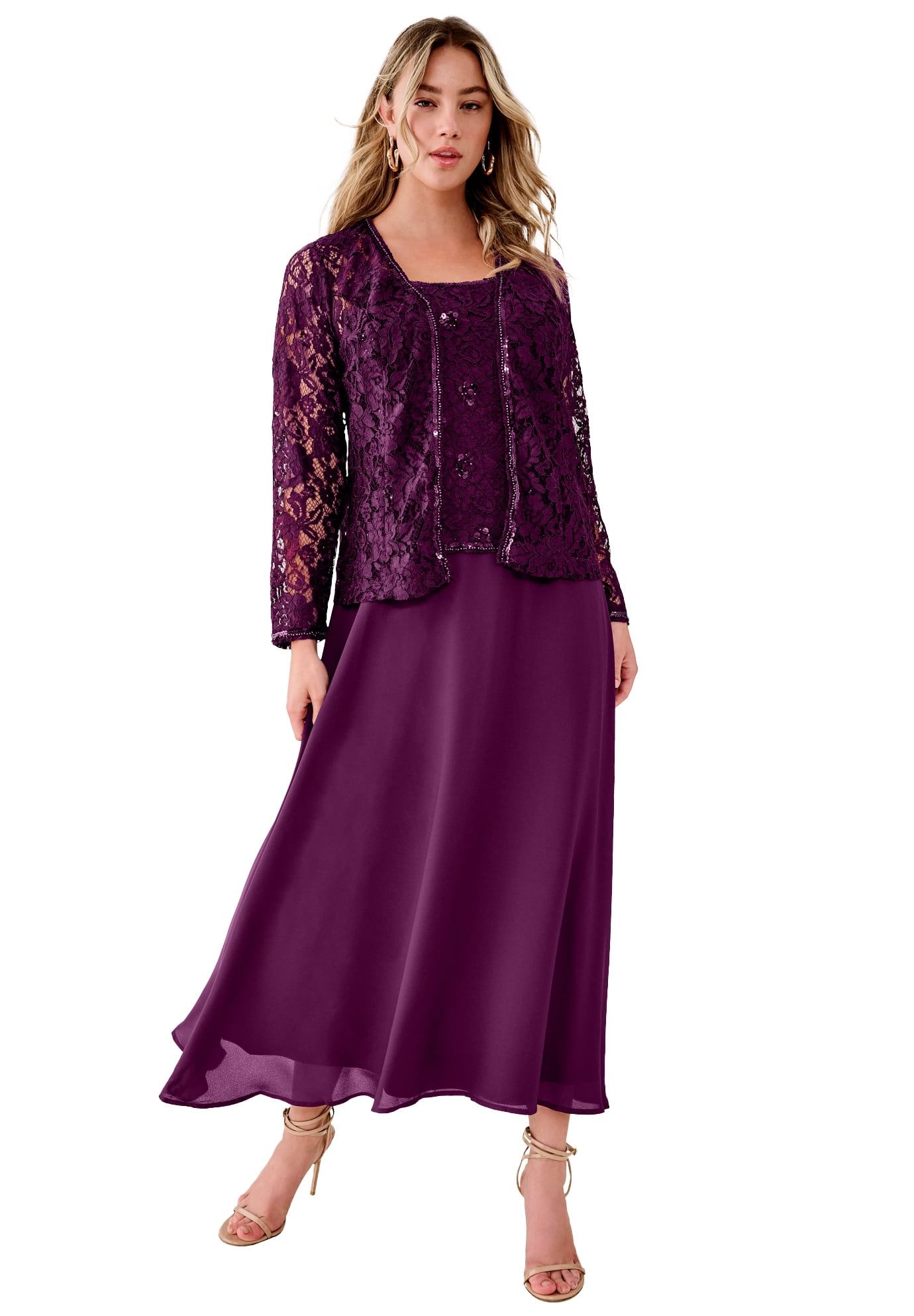Roaman's Women's Plus Size Petite Plus-Size 2 Piece Long Sleeve ...