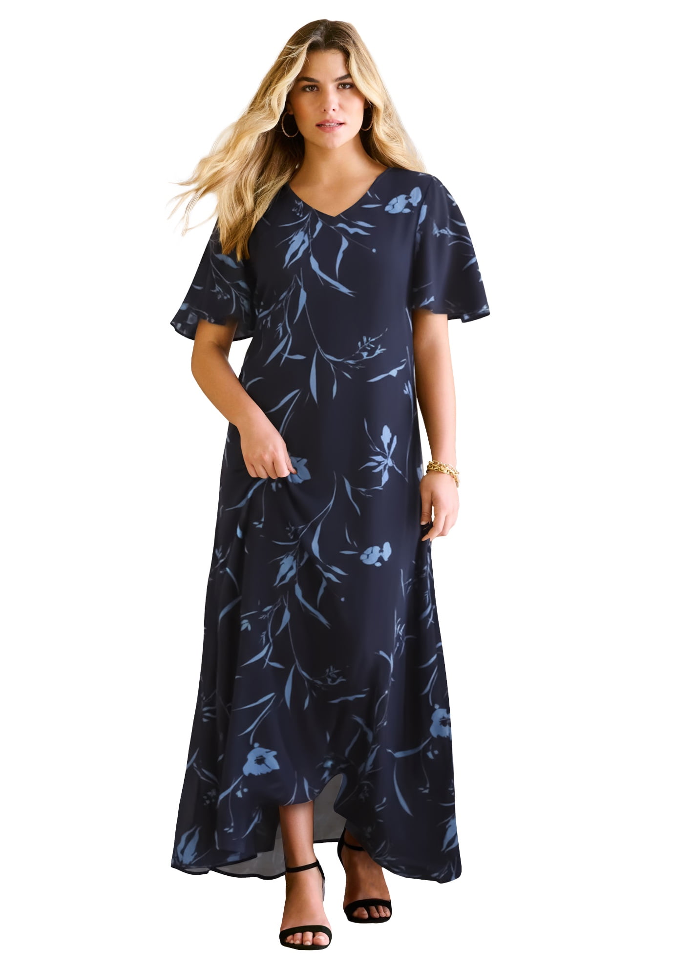 Roaman's Women's Plus Size Petite Plus Size Hand Crinkled Flutter ...
