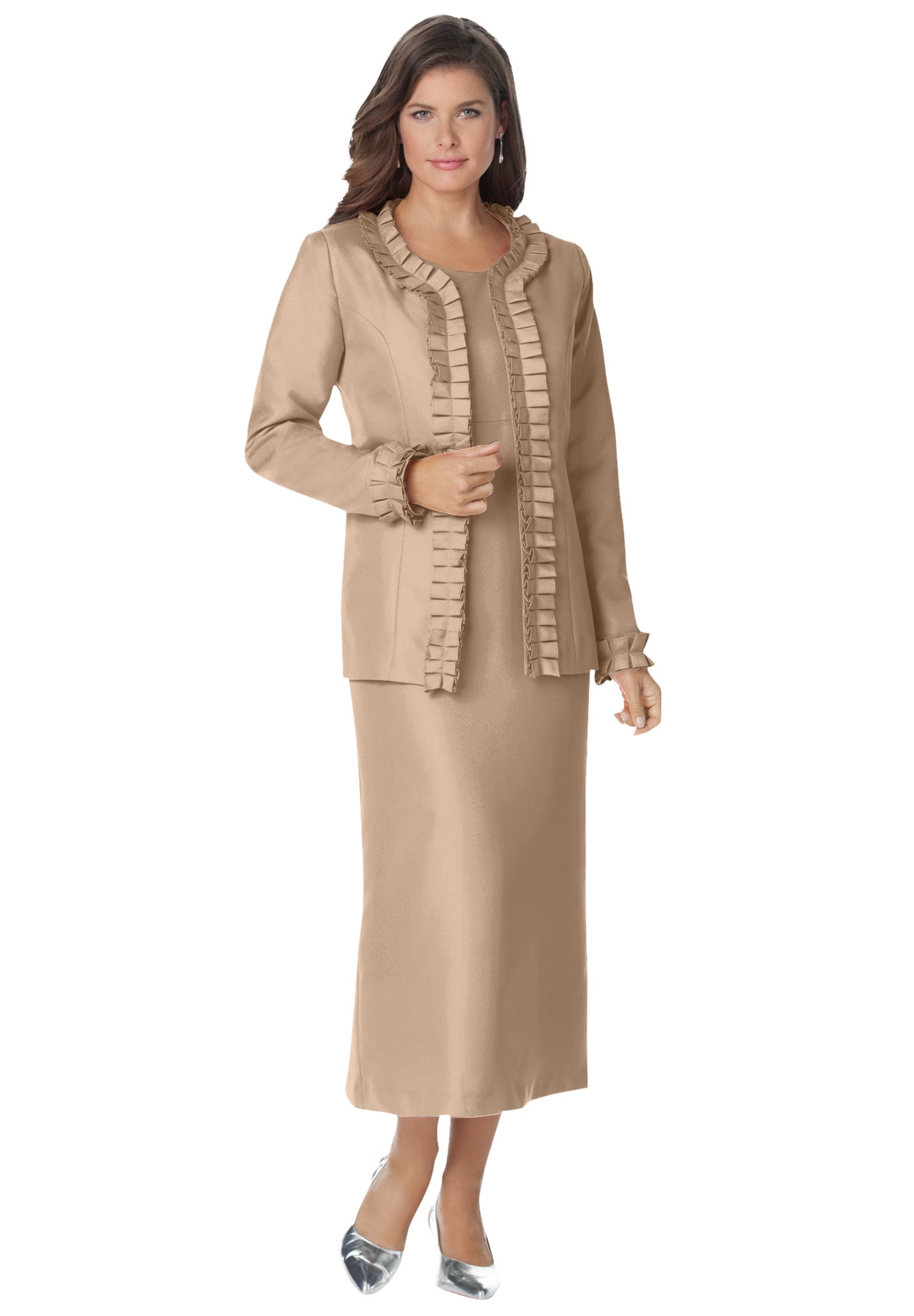 Roaman's Women's Plus Size Pleated Jacket Dress - Walmart.com