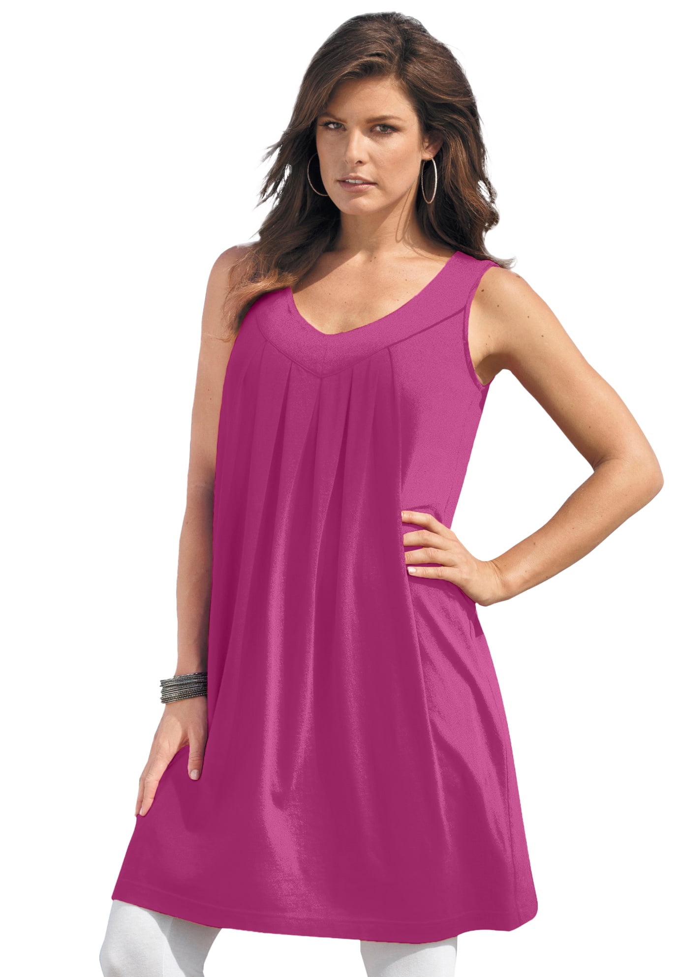 Roaman's Women's Plus Size Pleated Ultimate Tunic Tank - Walmart.com