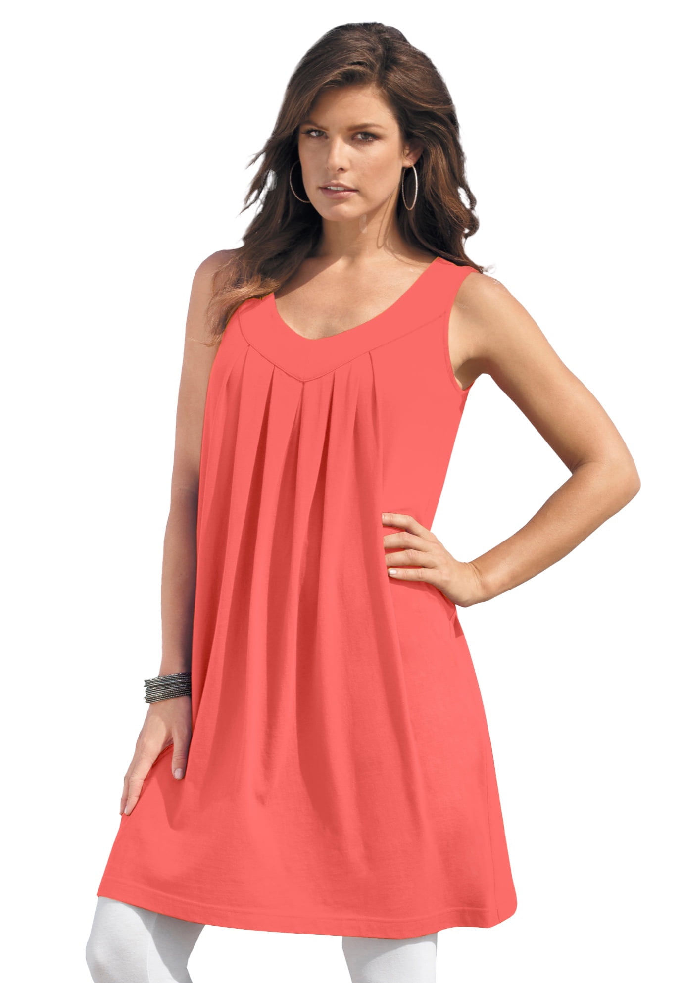 Roaman's Women's Plus Size Ultimate Pleated Tunic Tank - Walmart.com
