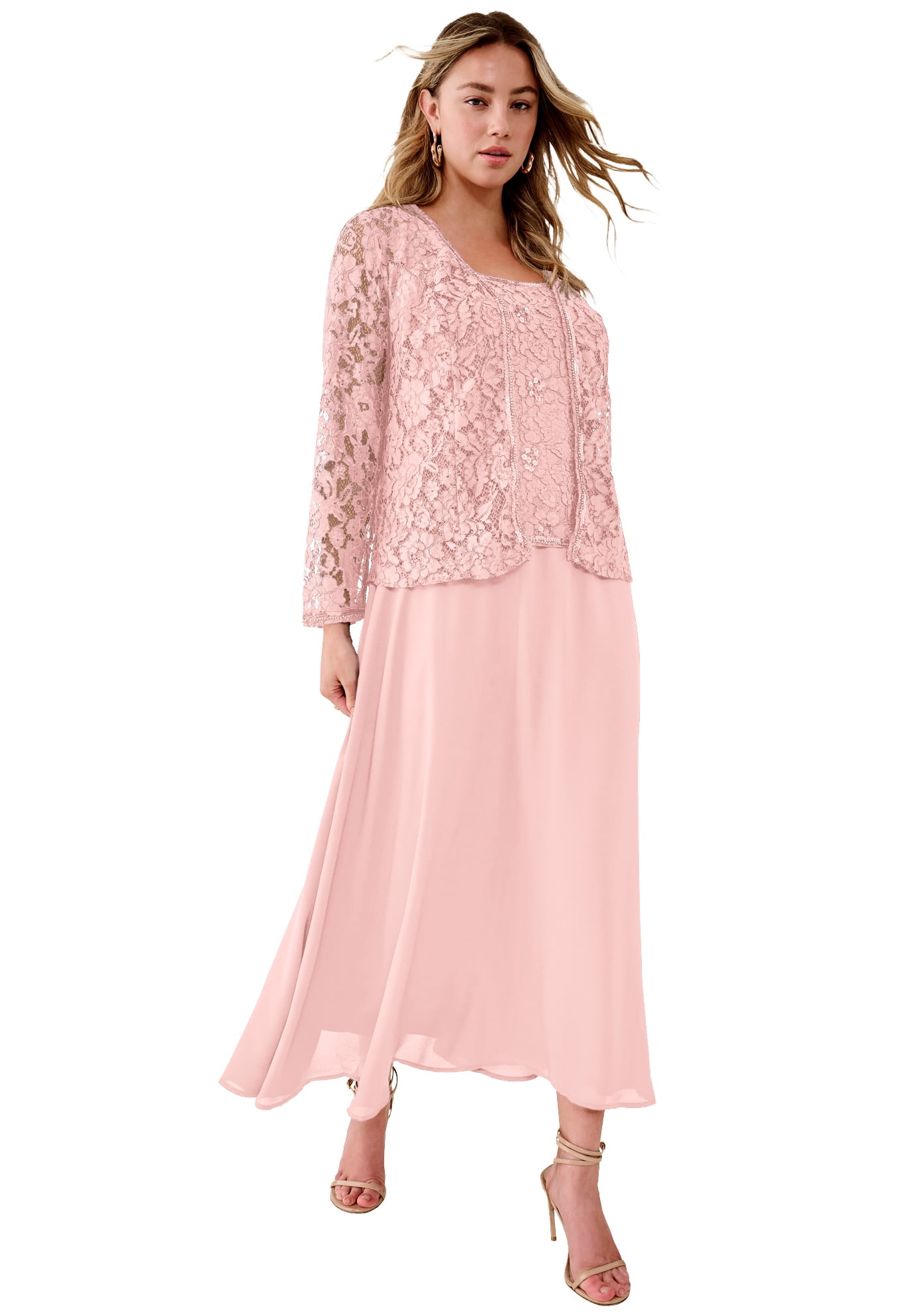 Roaman's Women's Plus Size Plus-Size 2 Piece Long Sleeve Embellished ...