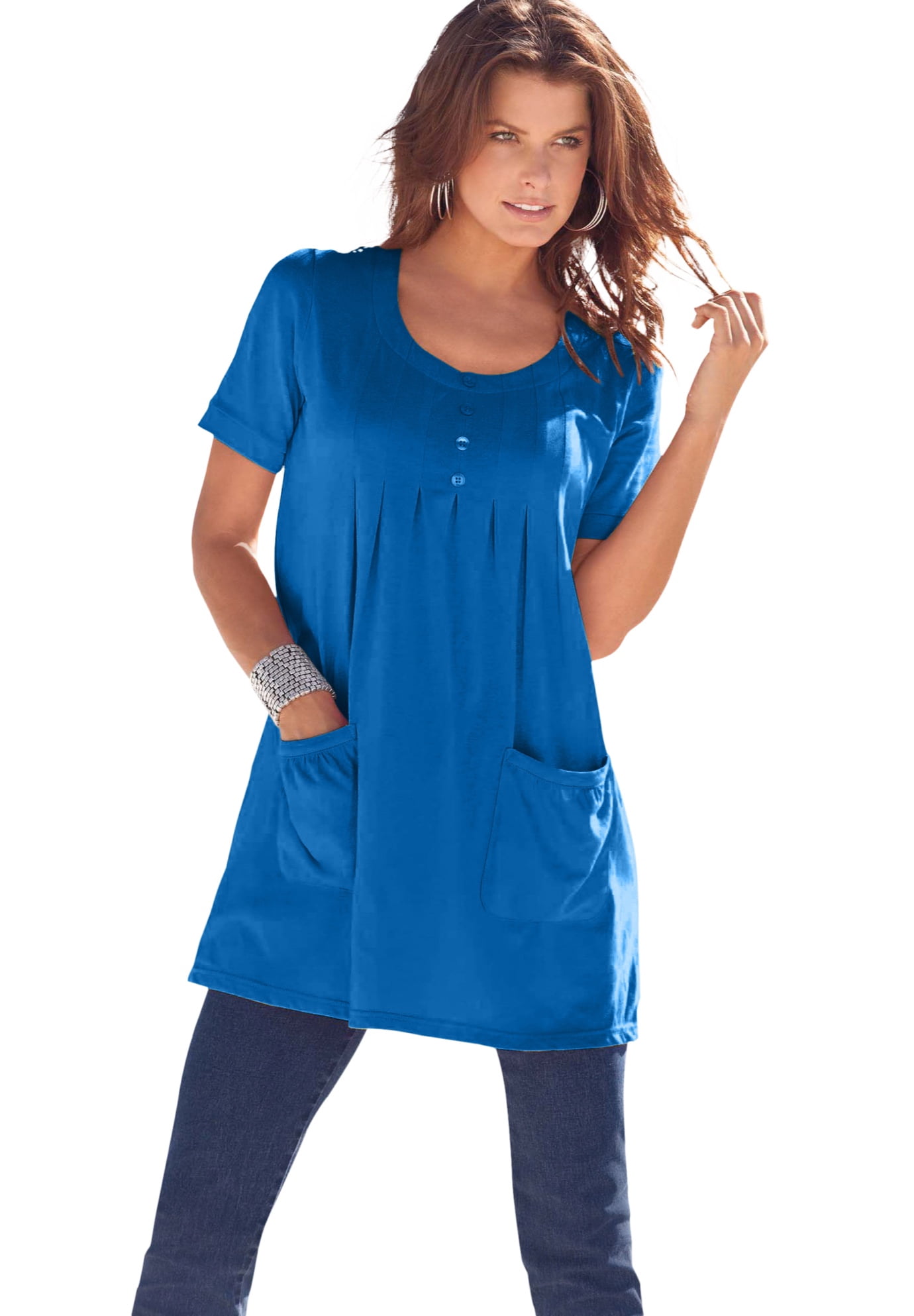 Roaman's Women's Plus Size Two Pocket Soft Knit Swing Tunic - Walmart.com