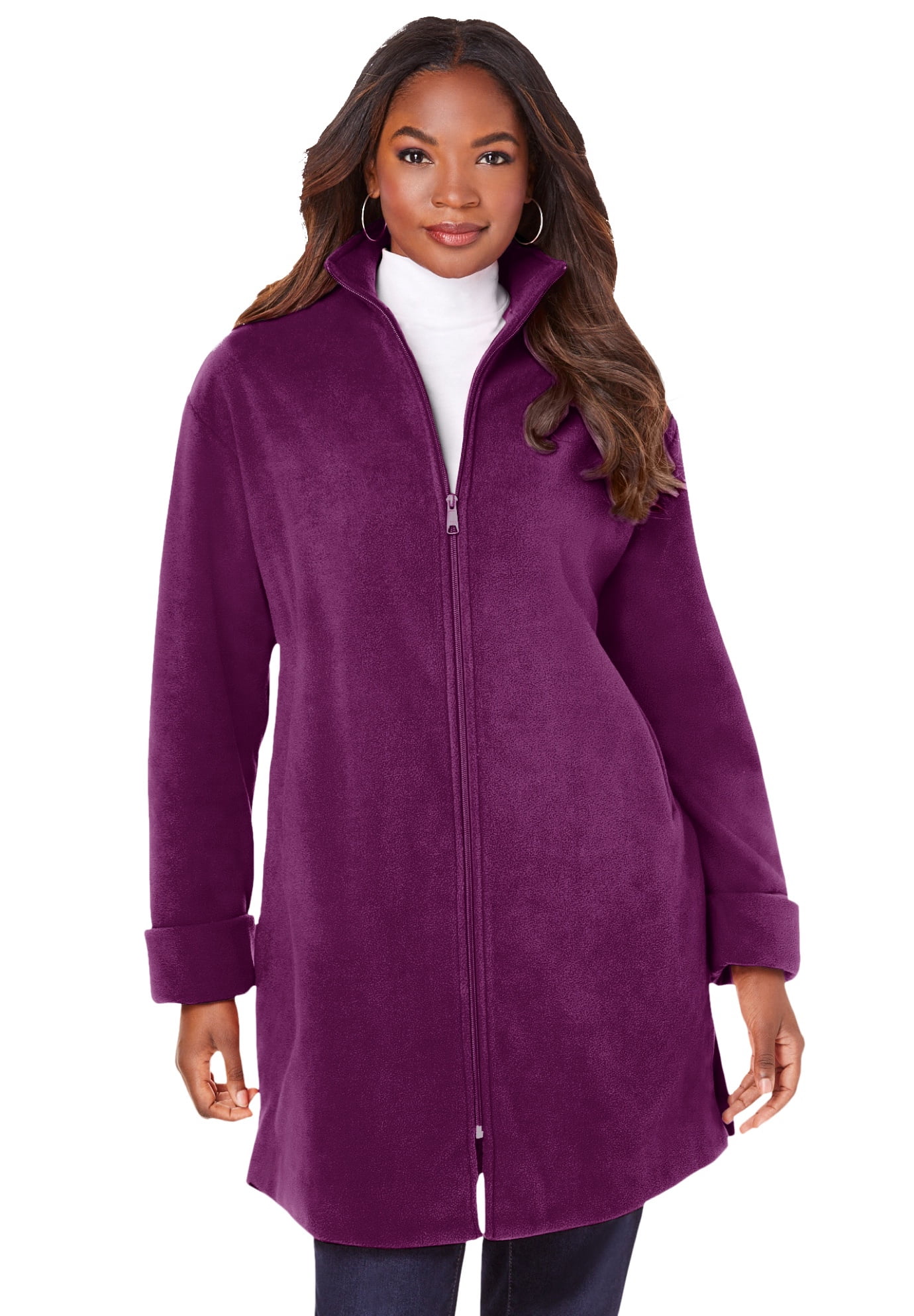 Roaman's Women's Plus Size Plush Fleece Driving Coat - Walmart.com