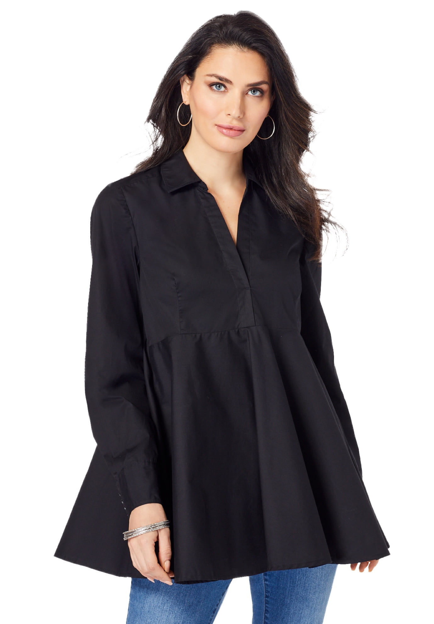 Roaman's Women's Plus Size Poplin Swing Tunic - Walmart.com