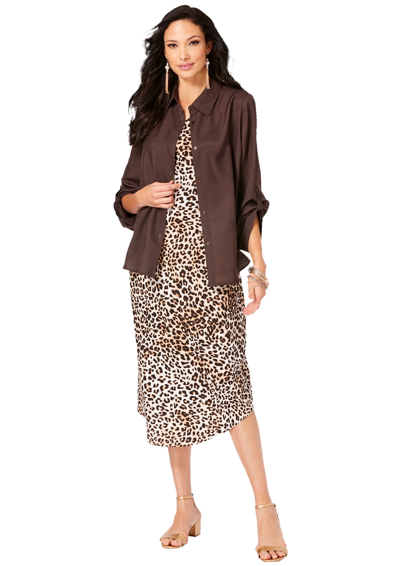 Roaman's Women's Plus Size Roll Tab Jacket Dress - Walmart.com