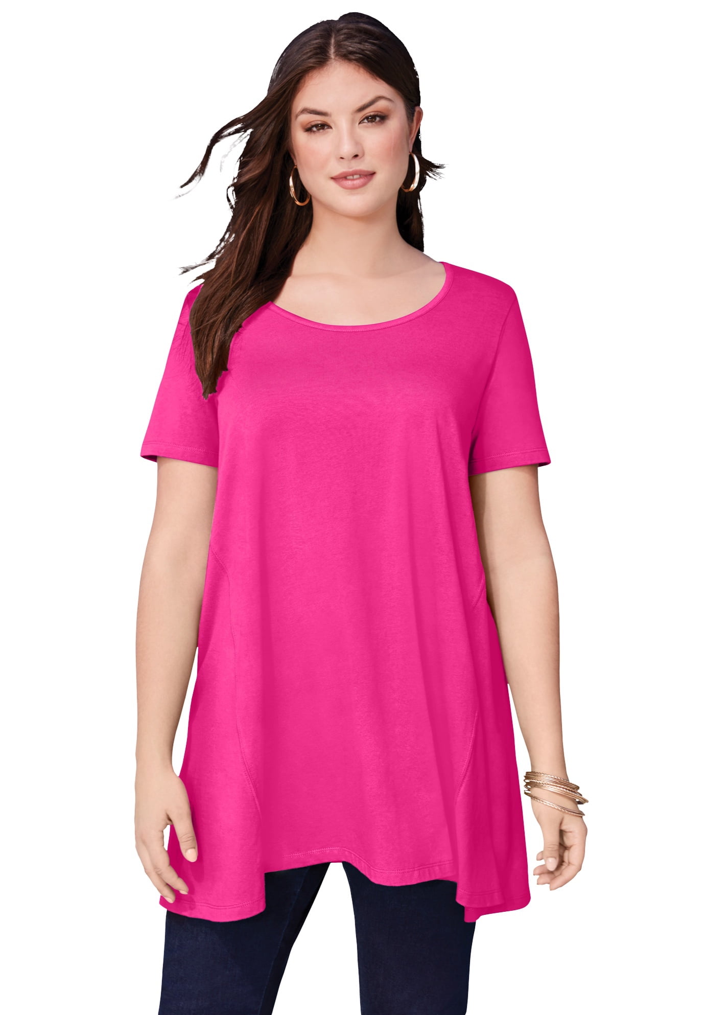 Roaman's Women's Plus Size Scoopneck Swing Ultimate Tunic - Walmart.com