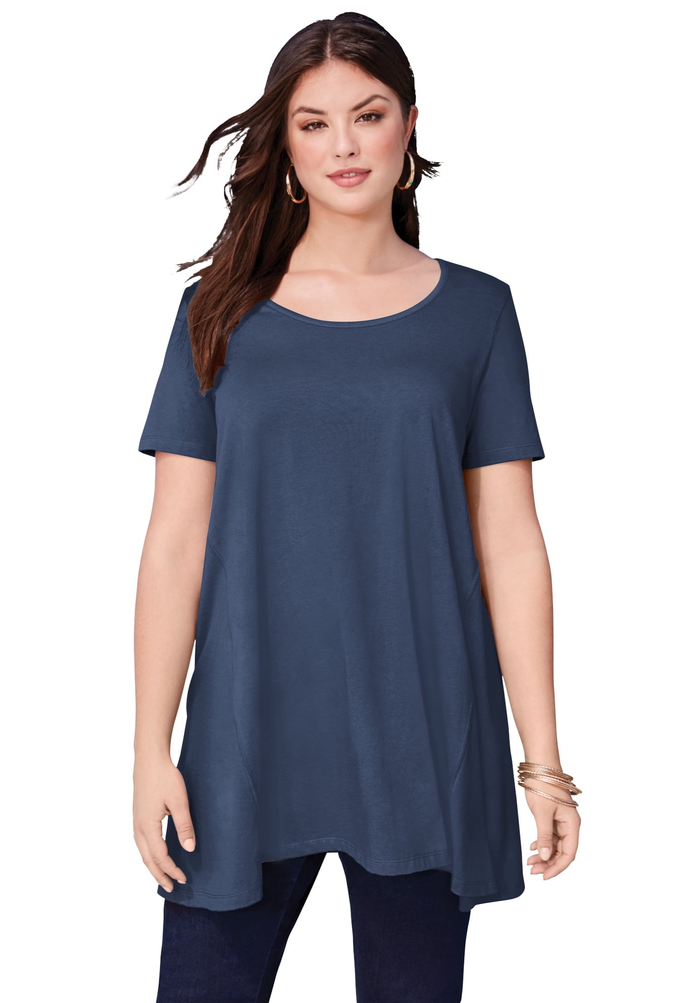 Roaman's Women's Plus Size Cotton Ultimate Scoopneck Swing Tunic ...