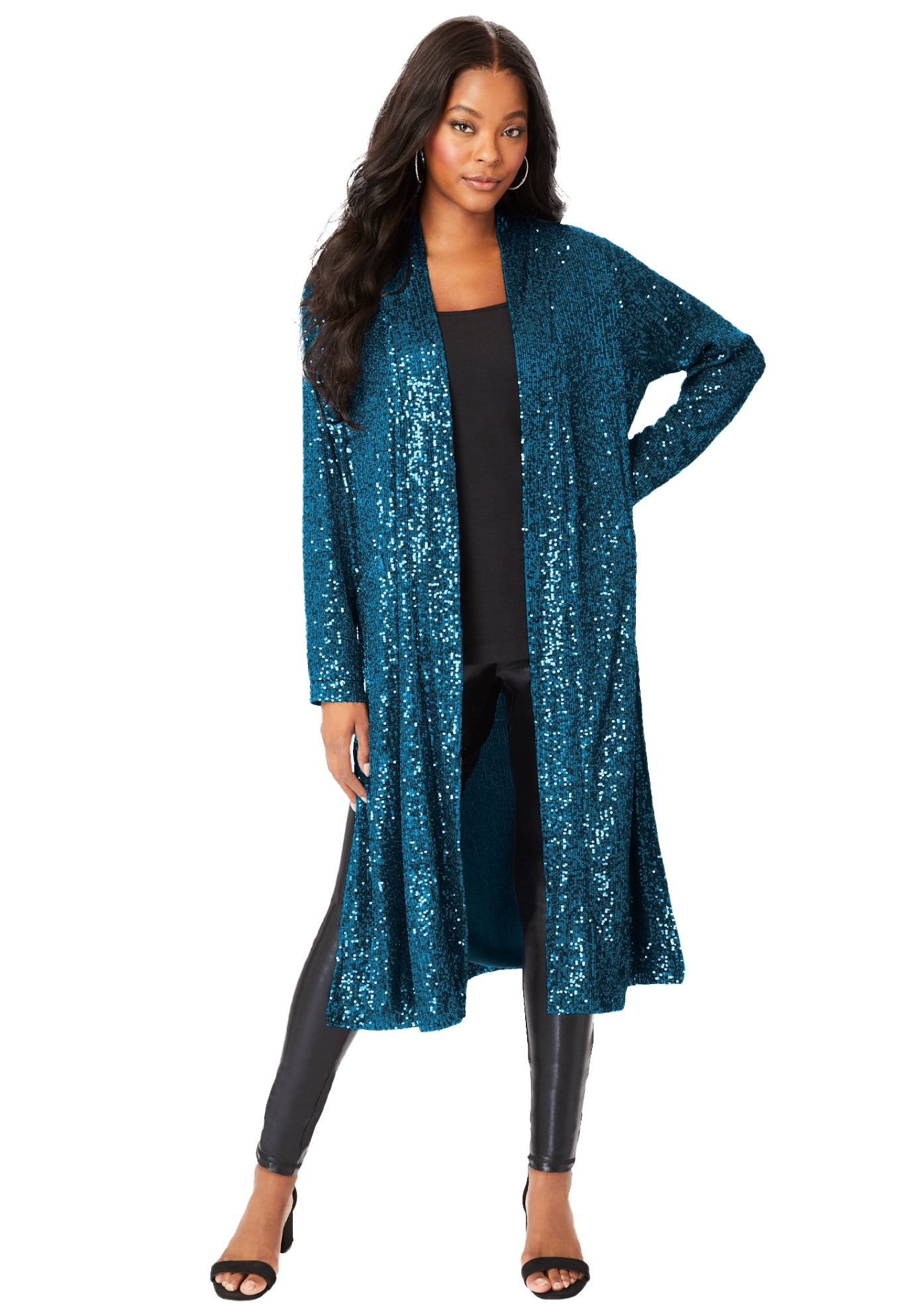 Roaman's Women's Plus Size Sequin Duster - Walmart.com