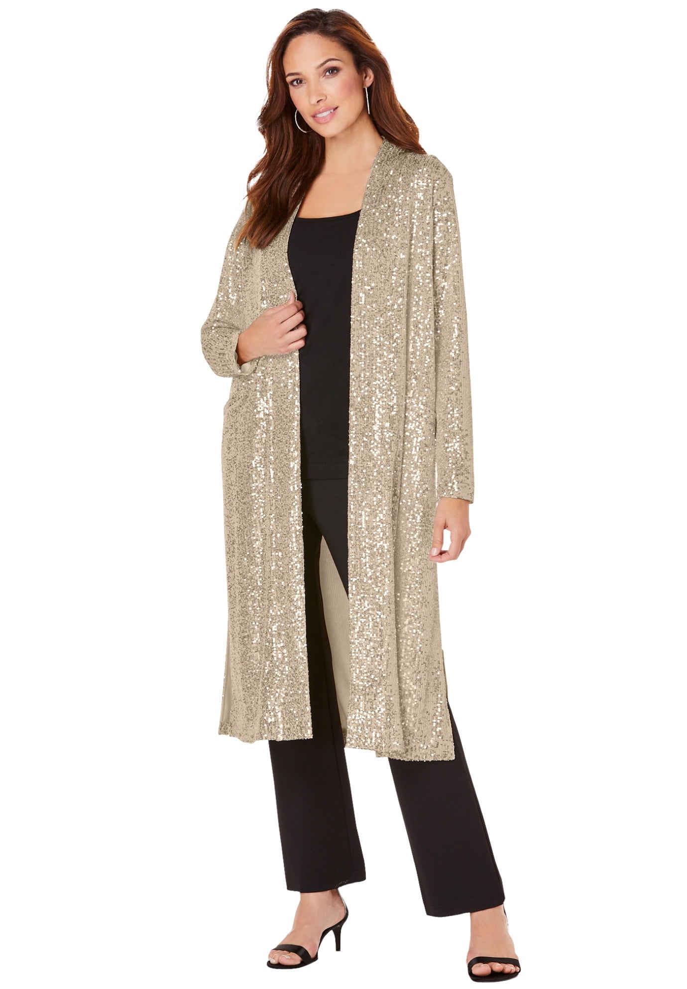 Roaman's Women's Plus Size Plus Size Sequin Duster - Walmart.com
