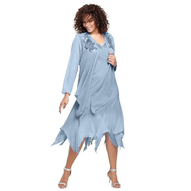 Roaman's Women's Plus Size Sequin Jacket Dress Set - Walmart.com