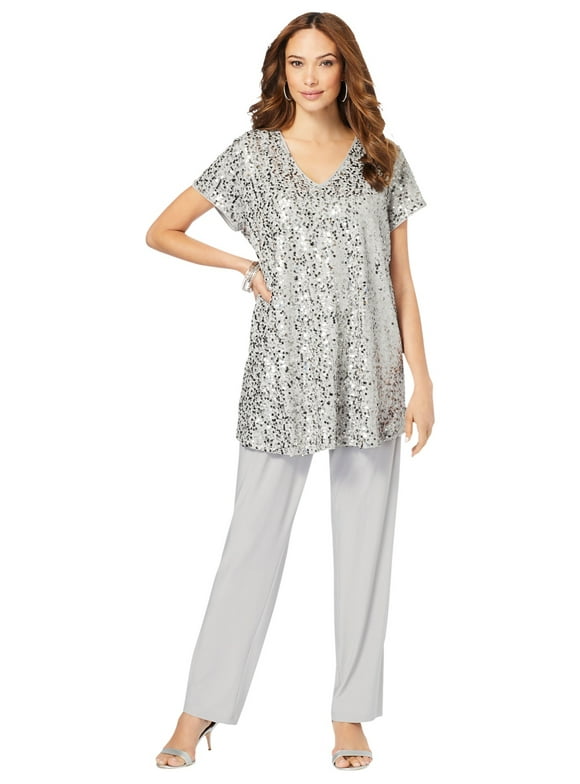Sequin Pants Suit Plus Size