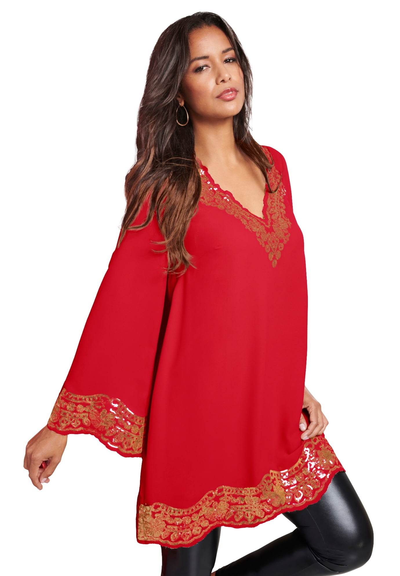 Roaman's Women's Plus Size Sequin Tunic - Walmart.com