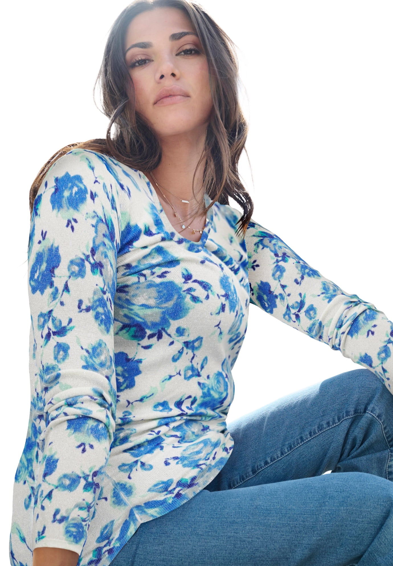 Roaman's Women's Plus Size Shimmer Sweater - Walmart.com