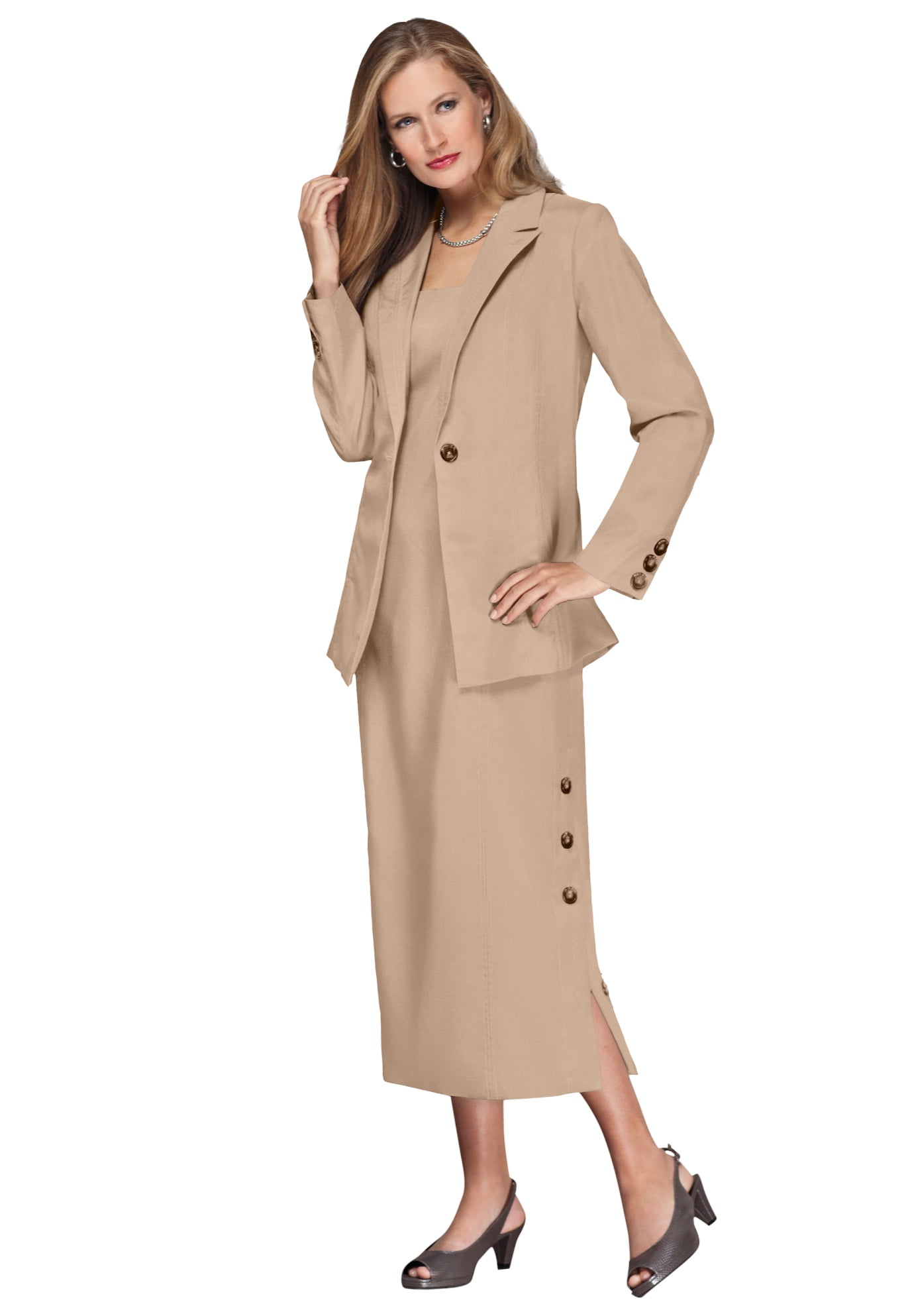 Roaman's Women's Plus Size Side Button Suit Jacket Dress - Walmart.com