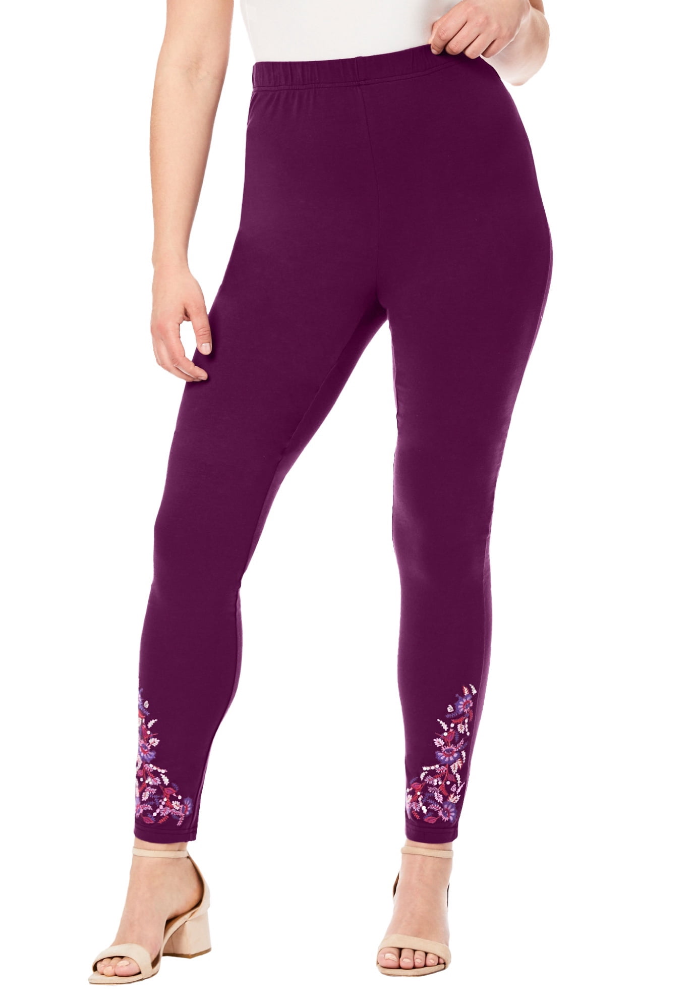 Roaman's Women's Plus Size Side Embellished Legging - Walmart.com
