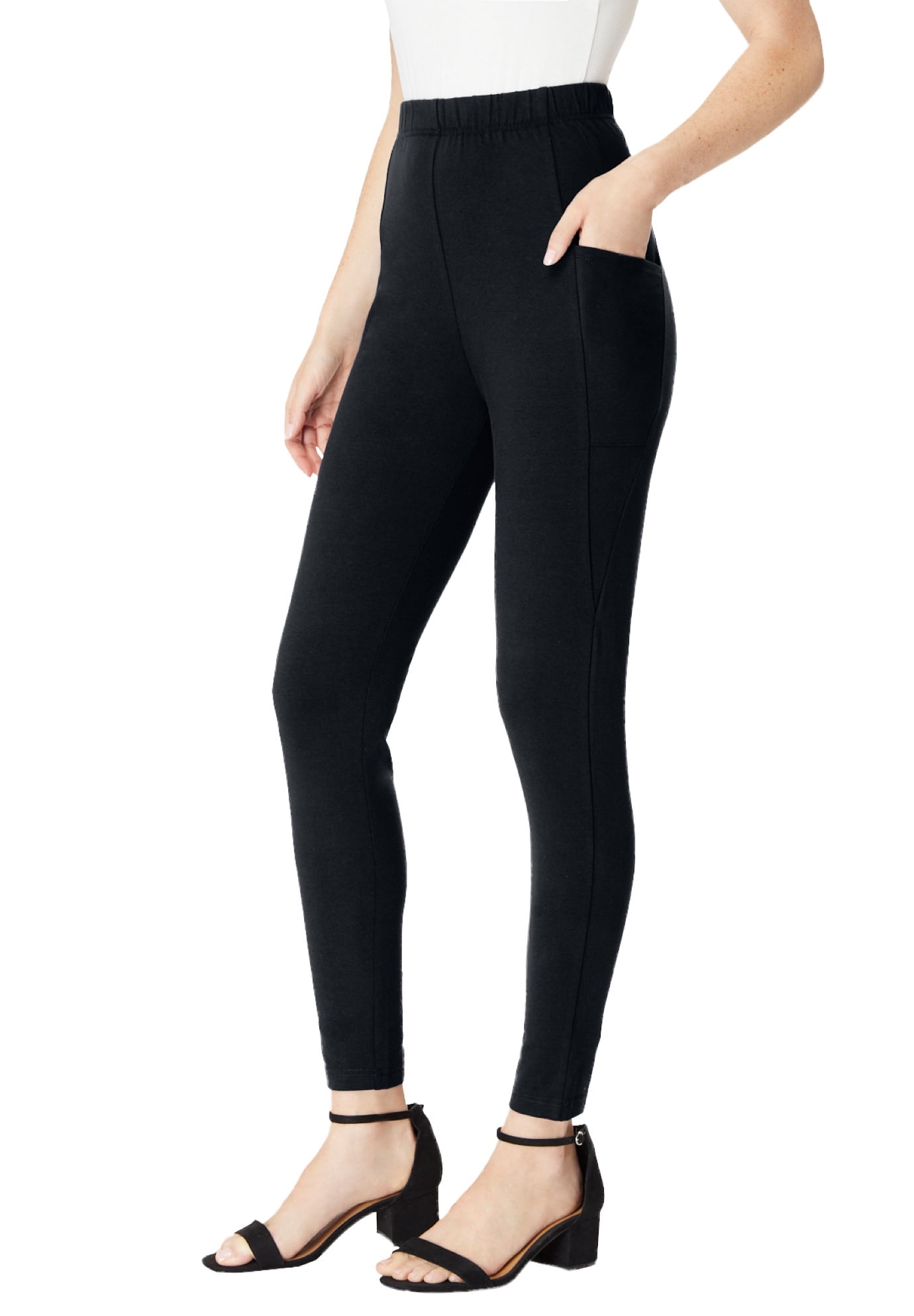 Roaman's Women's Plus Size Side Pocket Essential Legging - Walmart.com