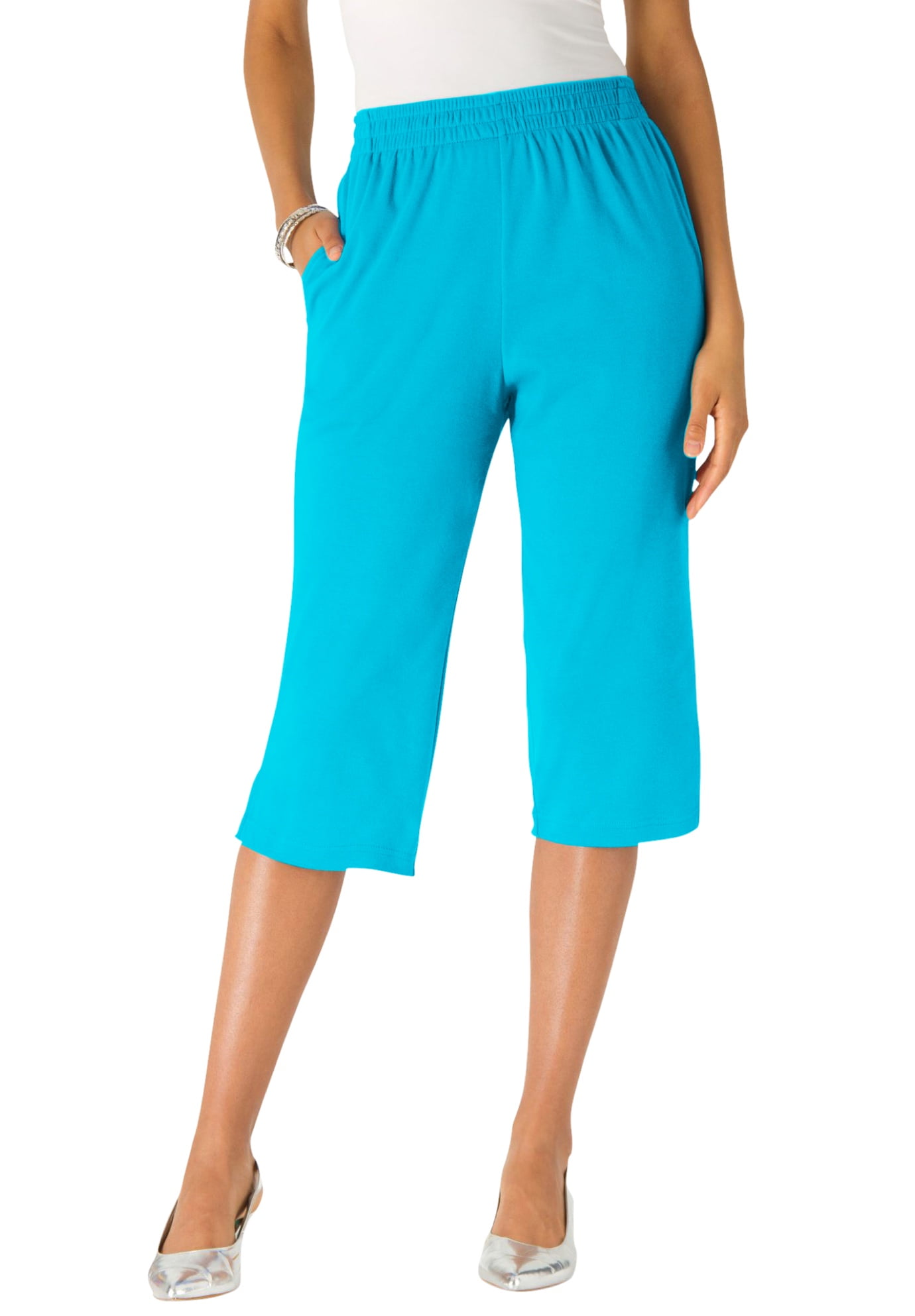Roaman's Women's Plus Size Soft Knit Capri Pant - Walmart.com