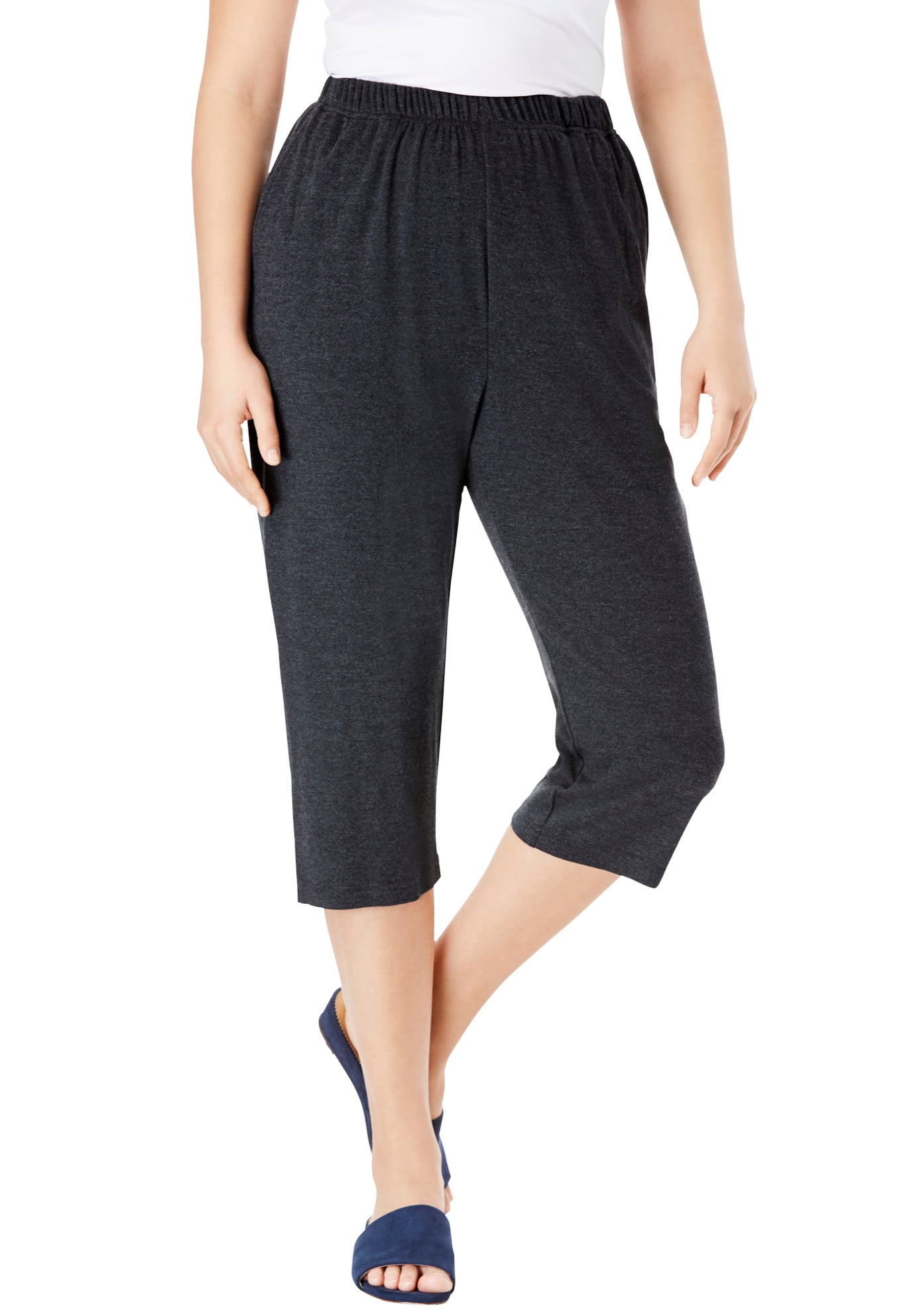 Roaman's Women's Plus Size Soft Knit Capri Pant - Walmart.com