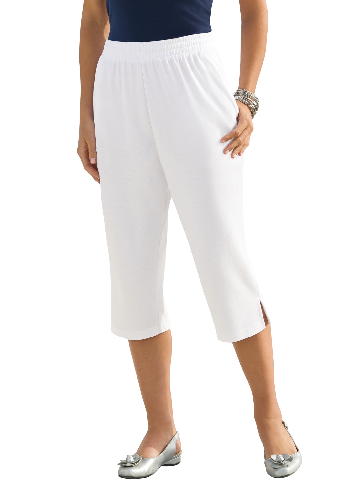 Roaman's Women's Plus Size Soft Knit Capri Pant - Walmart.com