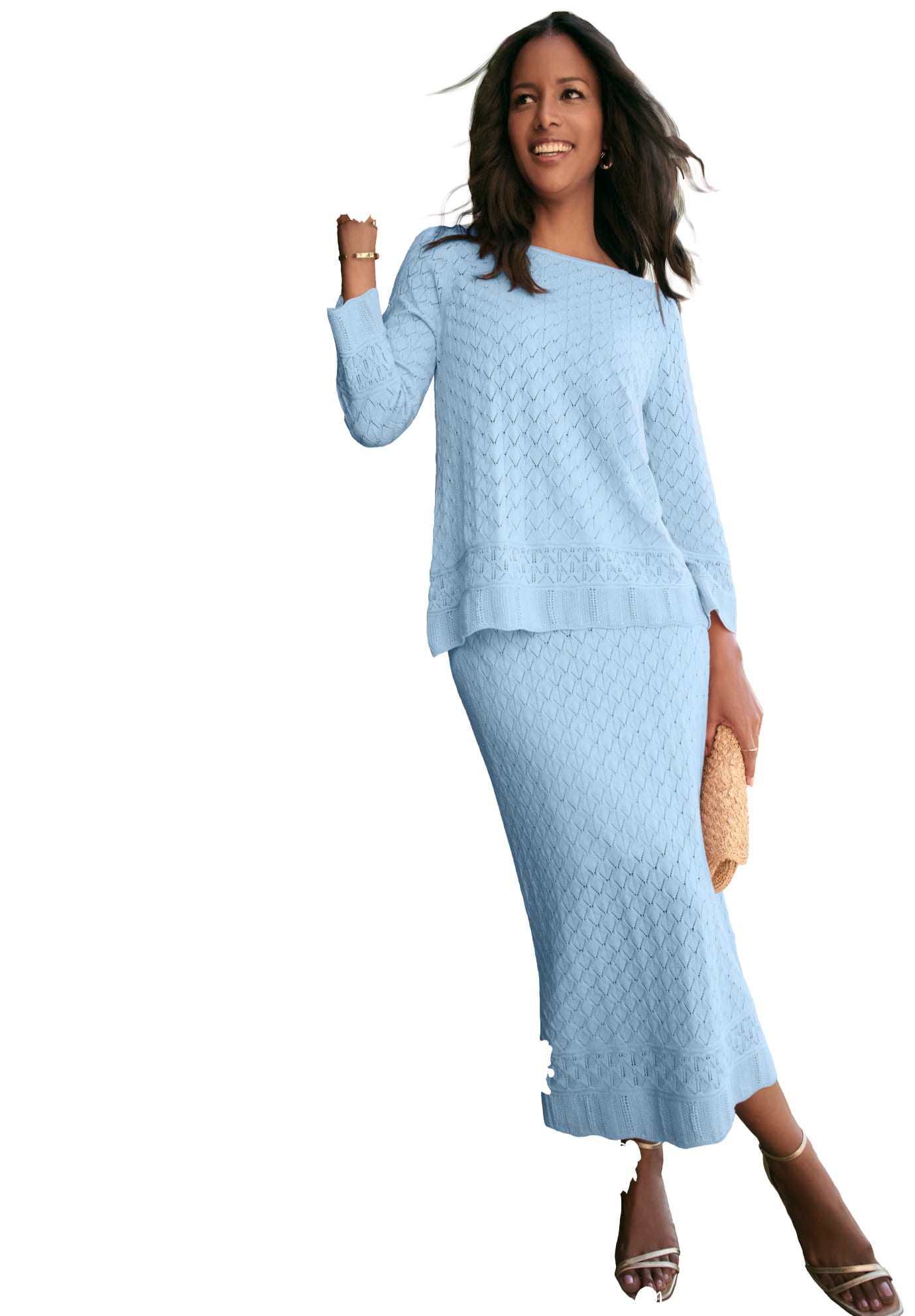 Roaman's Women's Plus Size Soft Pointelle Sweater - Walmart.com