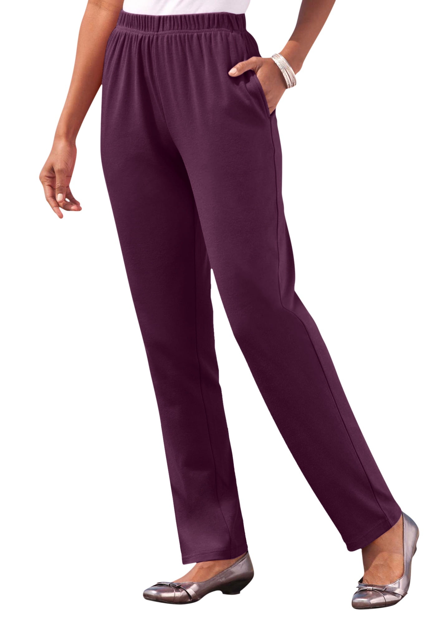 Roaman's Women's Plus Size Petite Straight-Leg Soft Knit Pant - 2X ...