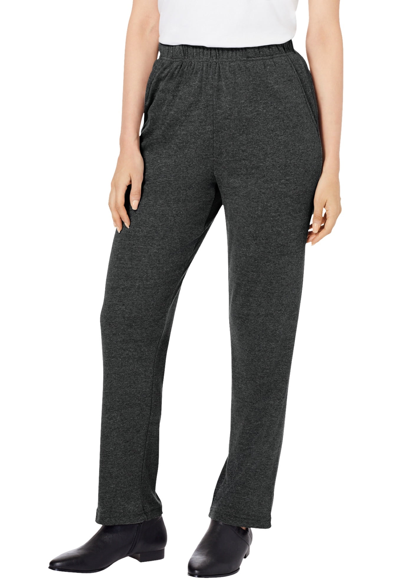Roaman's Women's Plus Size Soft Knit Relaxed Pull-On Straight Leg Pant ...