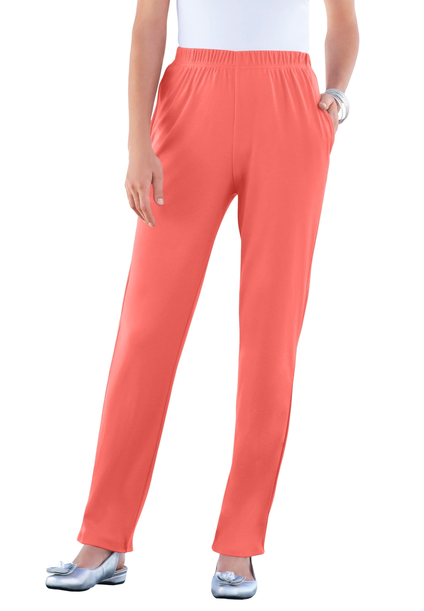 Roaman's Women's Plus Size Petite Plus Size Straight Leg Soft Knit Pull ...
