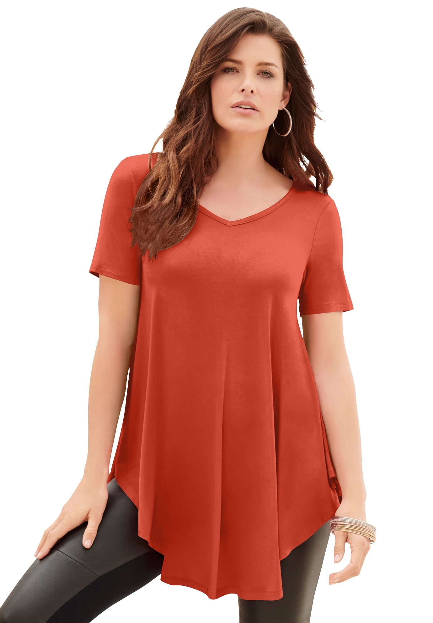 Roaman's Women's Plus Size Swing Ultra Femme Tunic - 22/24, Copper Red ...