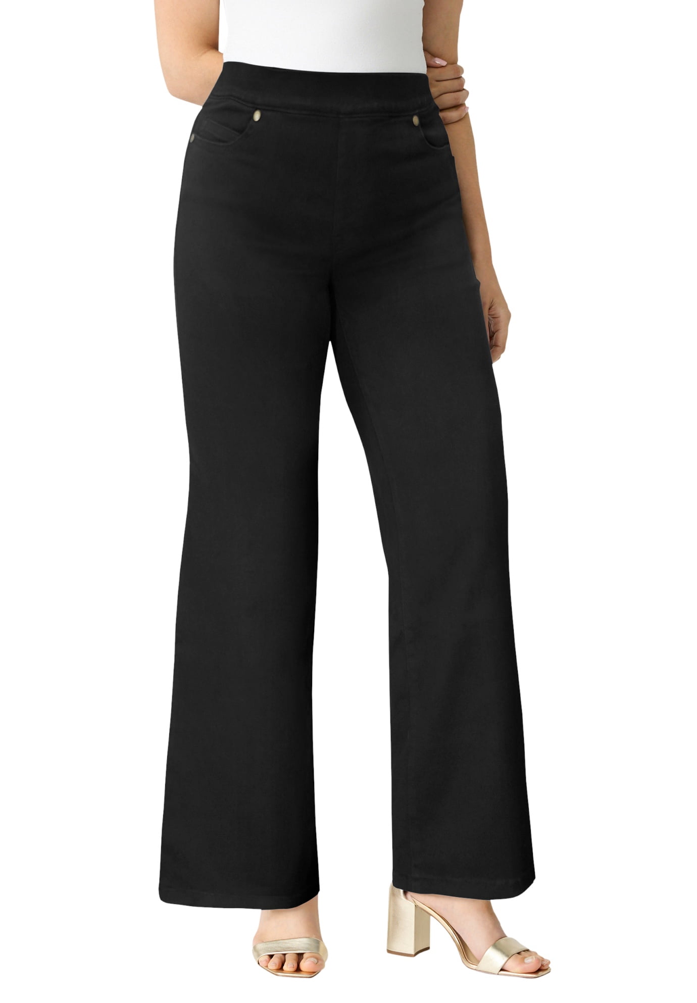 Roaman's Women's Plus Size Tall Plus Size 360& Stretch Wide Leg Jean ...