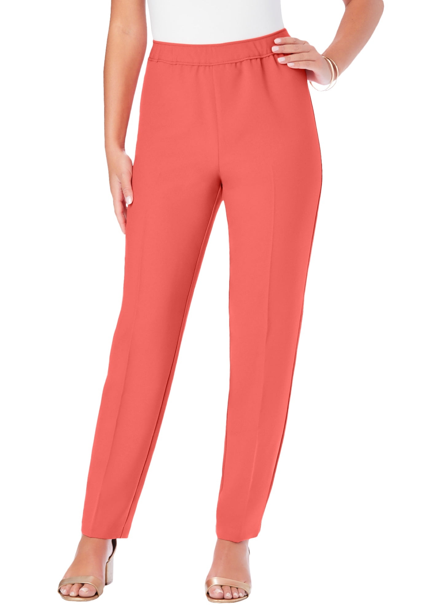 Roamans Womens Plus Size Tall Classic Bend Over Pant Pull On Slacks