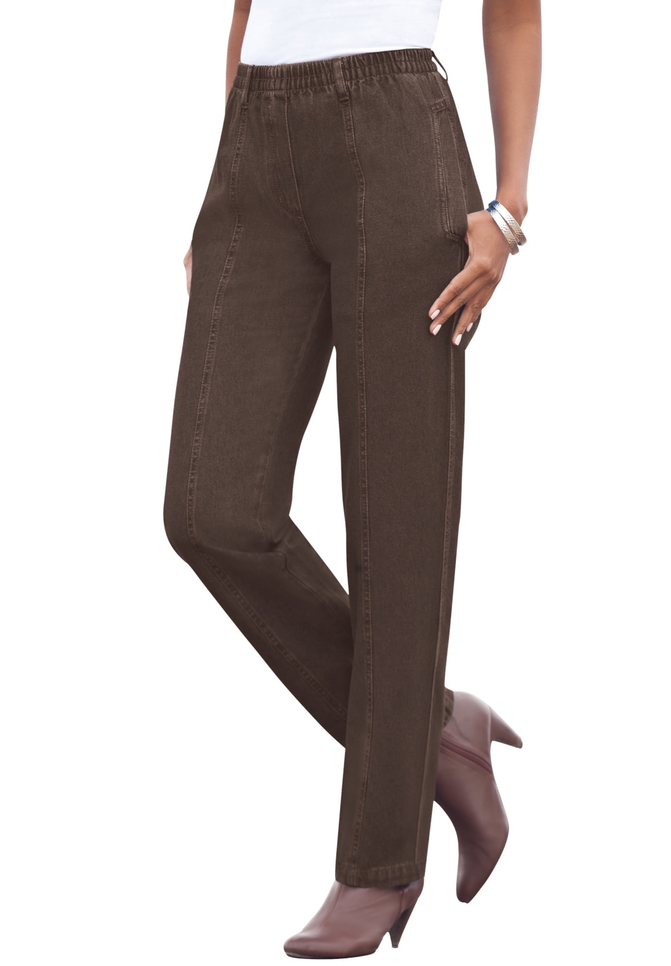 Roaman's Women's Plus Size Tall Complete Cotton Seamed Jean - Walmart.com