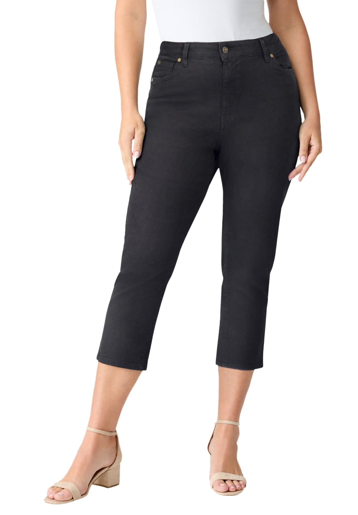 Roaman's Women's Plus Size Tall Plus Size 24/7 Stretch Capri Jean ...
