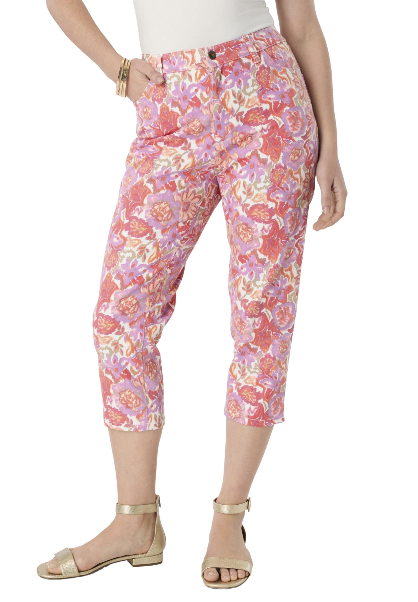 Roaman's Women's Plus Size Tall Classic Stretch Capri Jean - Walmart.com
