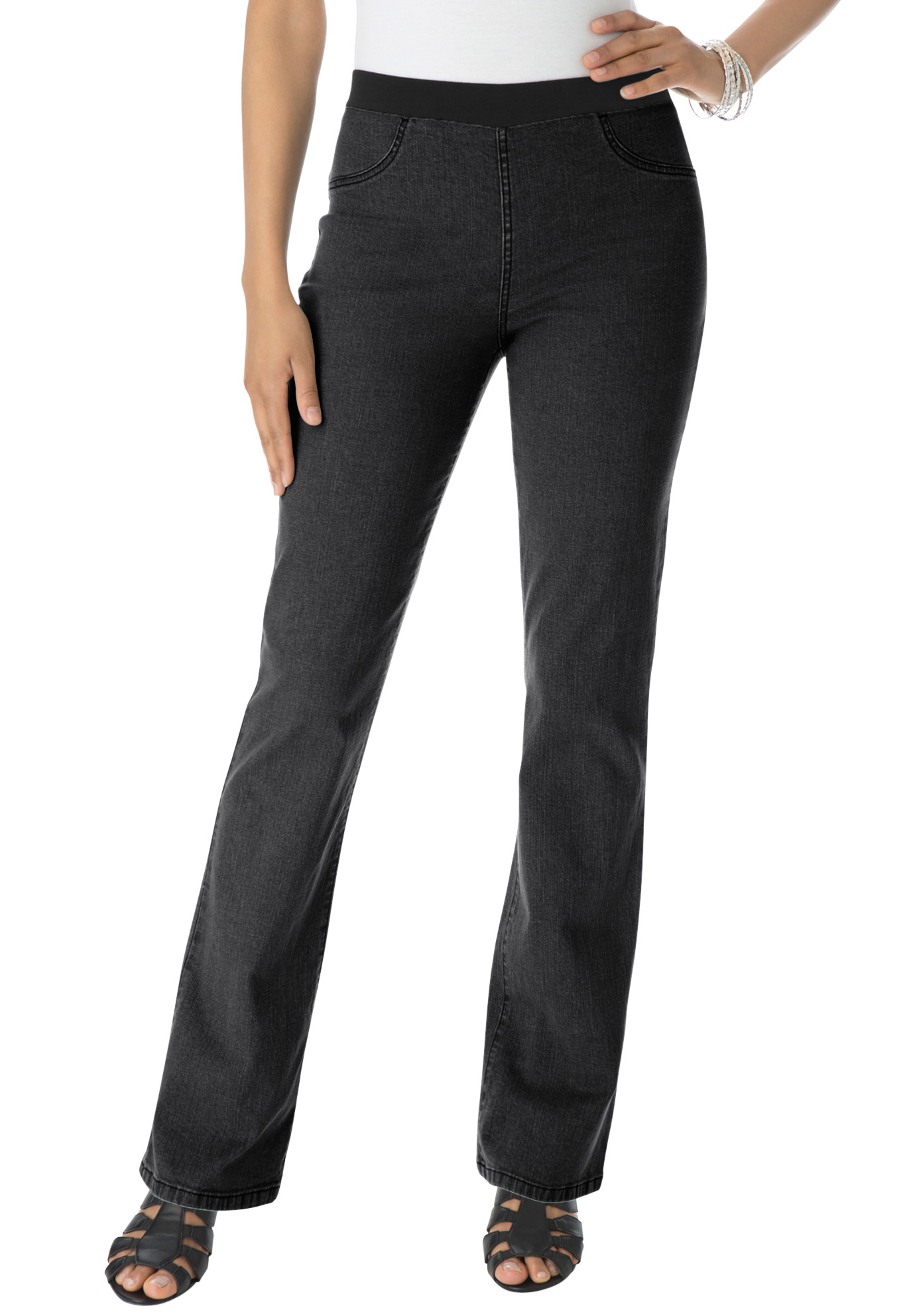 Roaman's Women's Plus Size Tall Invisible Stretch All Day Bootcut Jean ...