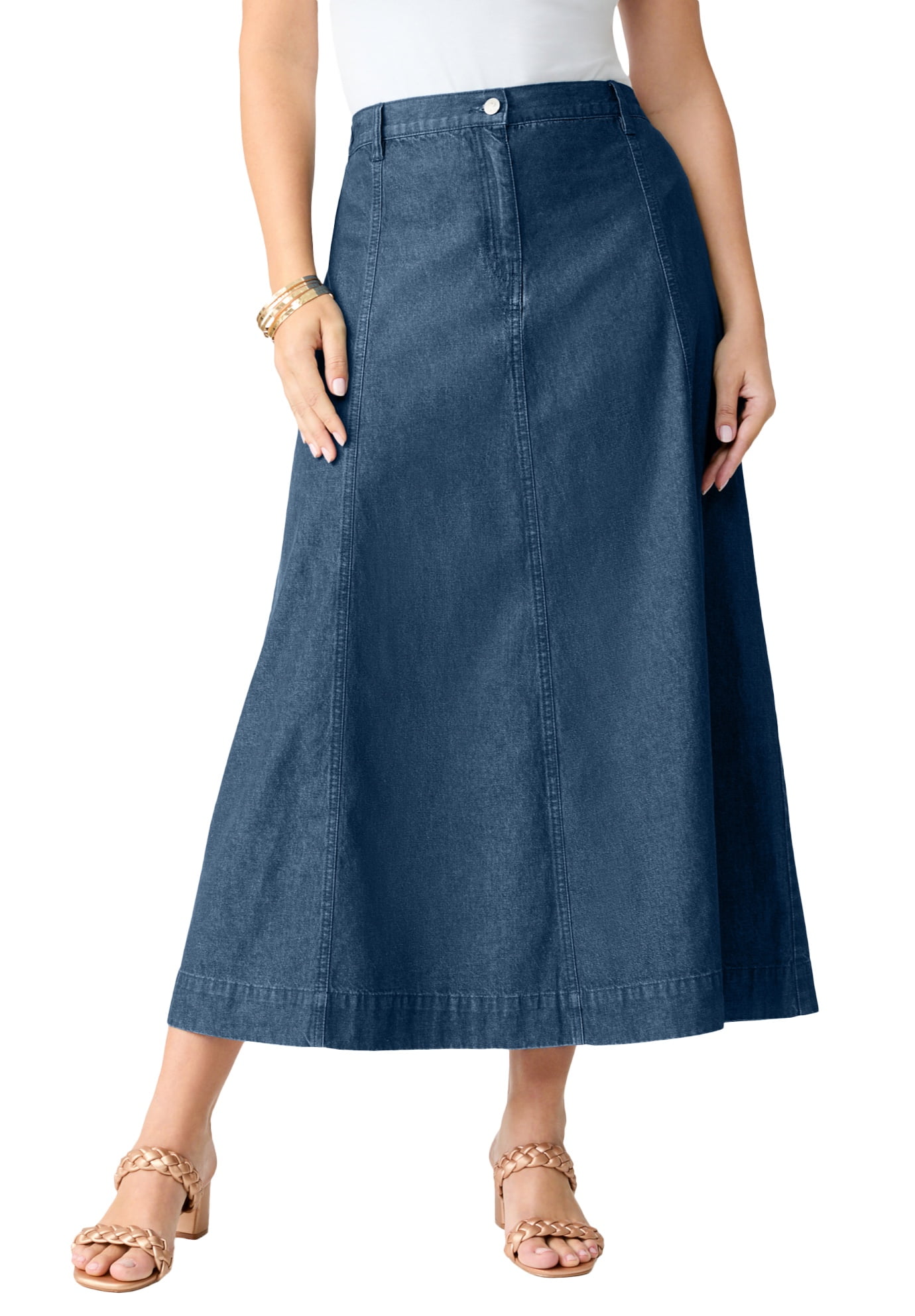 Roaman's Women's Plus Size Tall Classic Stretch A Line Maxi Skirt ...