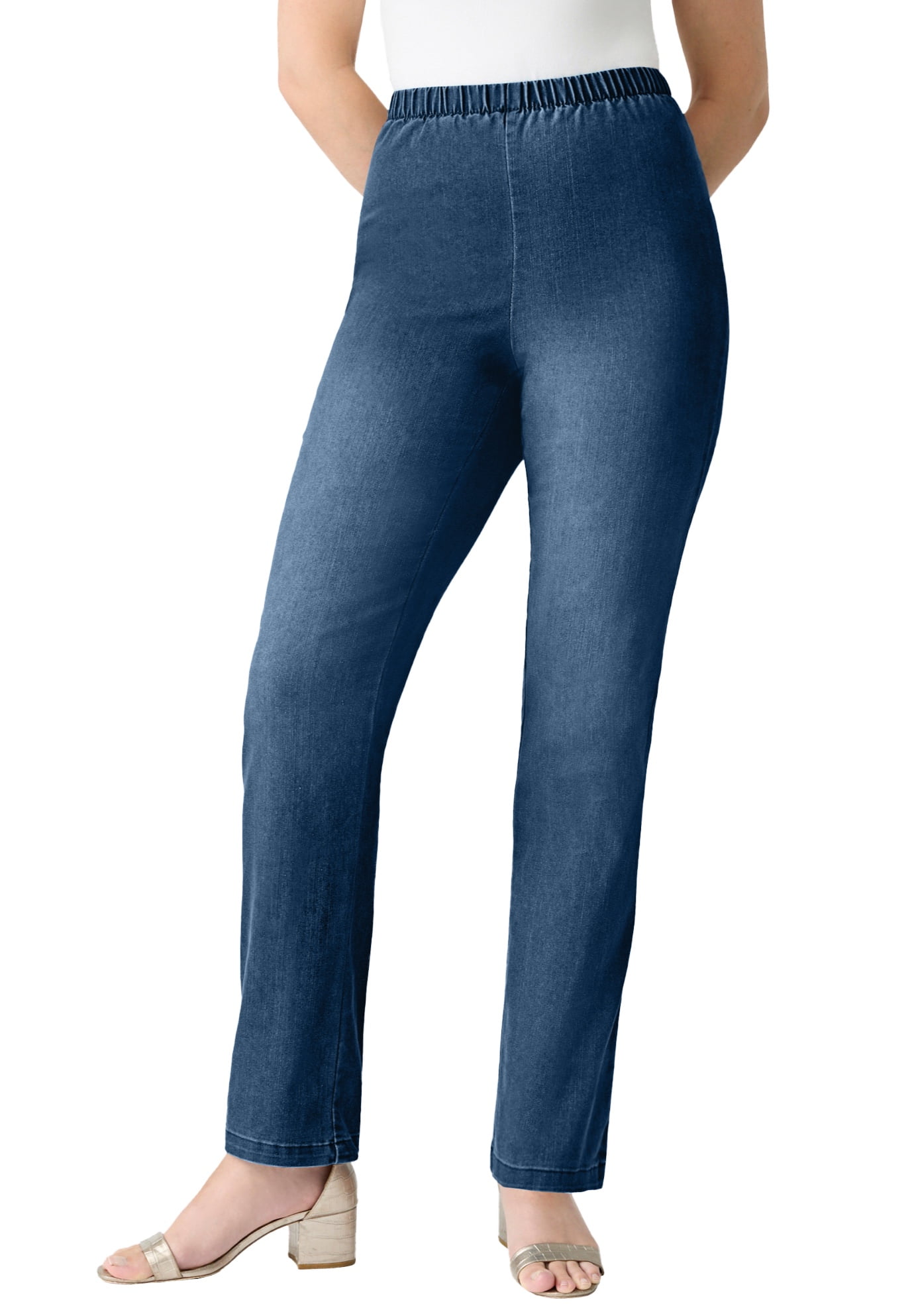 Roaman's Women's Plus Size Tall Straight Leg Comfort Stretch Jean ...