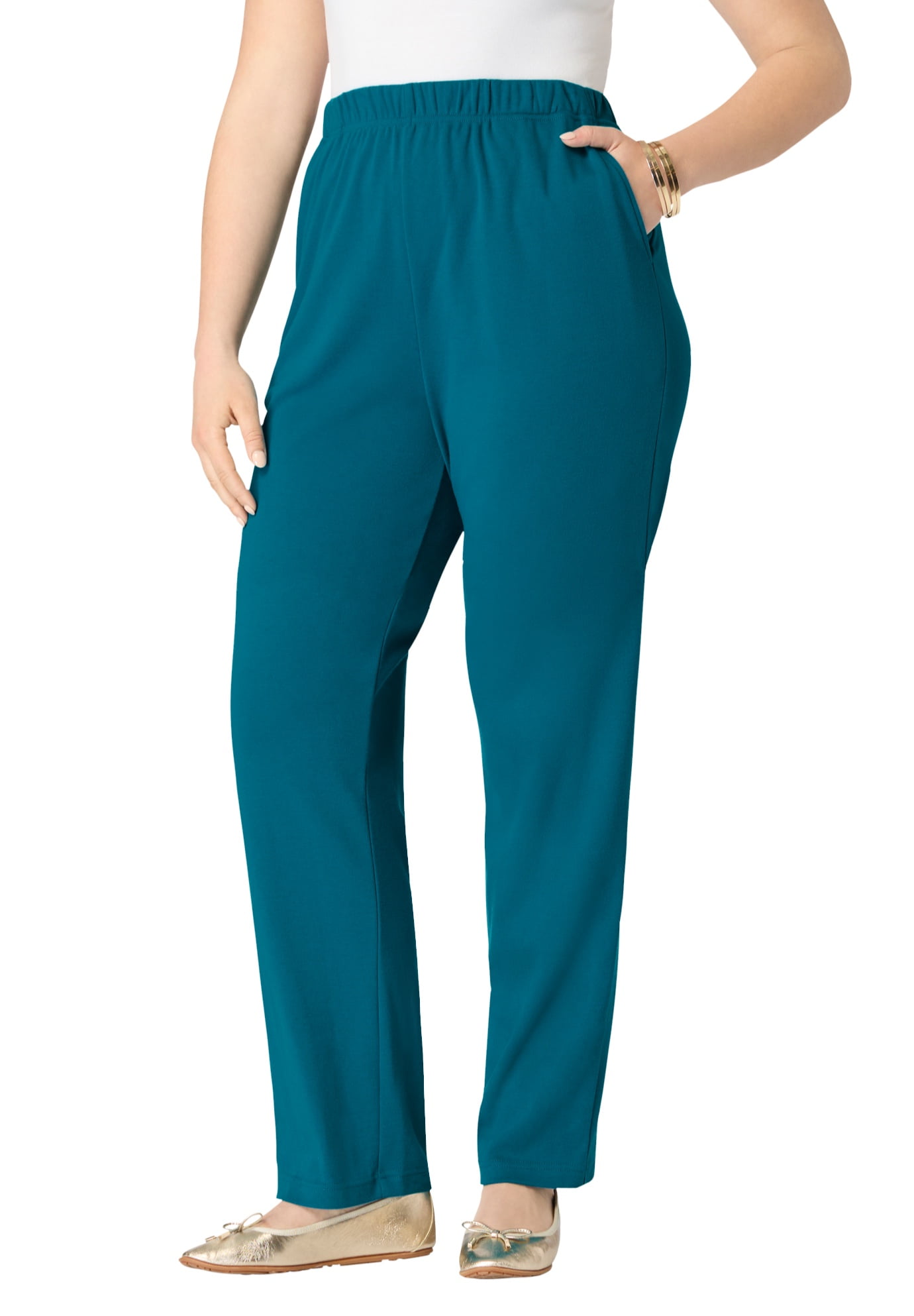 Roaman's Women's Plus Size Tall Plus Size Soft Knit Relaxed Pull-On ...