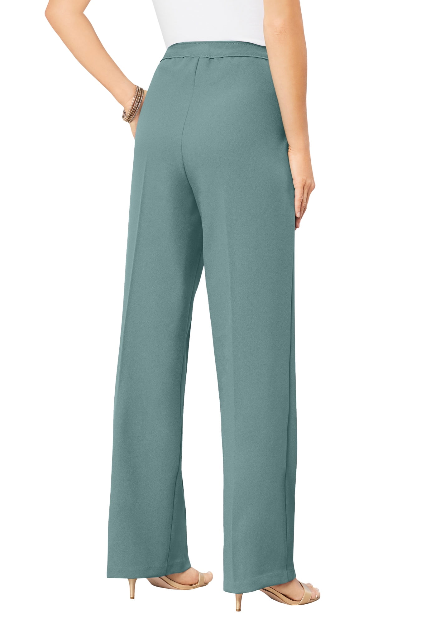 Roaman's Women's Plus Size Tall Plus Size Wide Leg Bend Over Pant ...