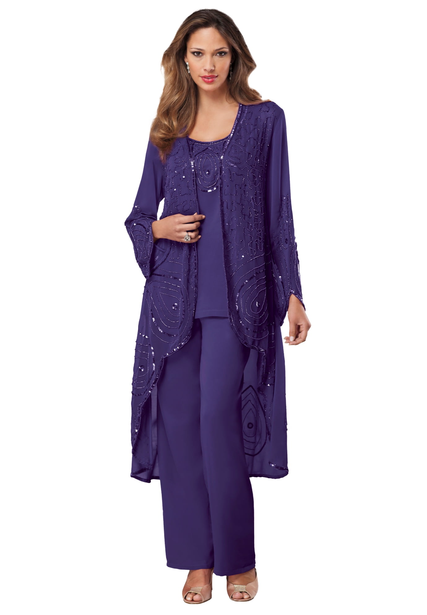 Roaman's Women's Plus Size Beaded Pant Set - Walmart.com