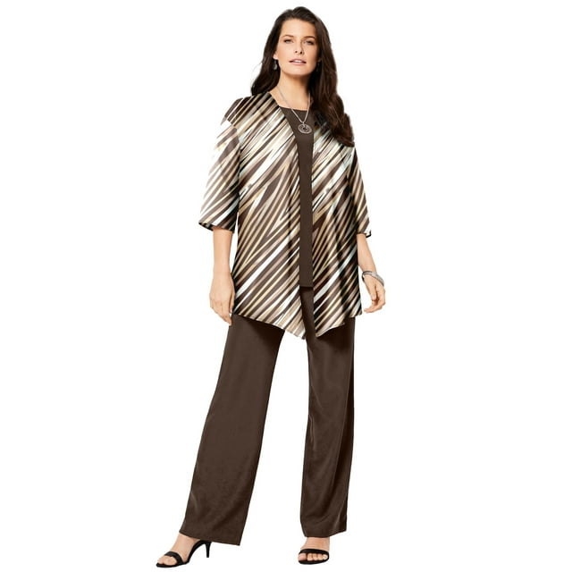 Roamans Womens Plus Size Three Piece Pantsuit Pant Set Formal