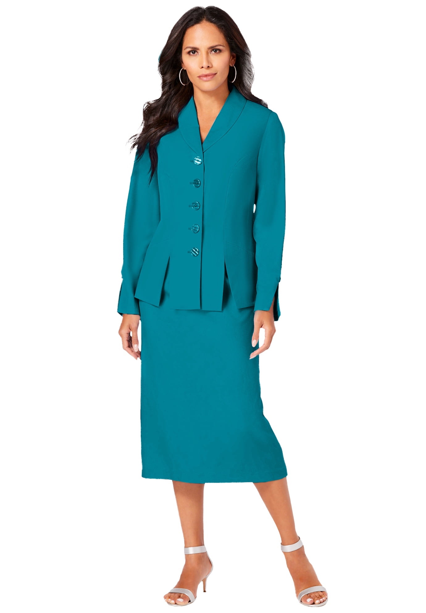 Roaman's Women's Plus Size Two Piece Skirt Suit - Walmart.com