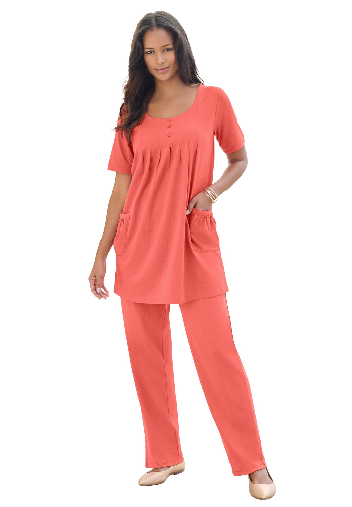 Roaman's Women's Plus Size Plus Size Two Pocket Soft Knit Swing Tunic ...