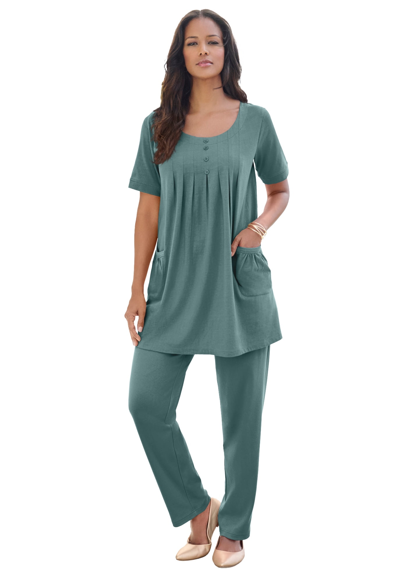 Roaman's Women's Plus Size Two Pocket Soft Knit Swing Tunic - Walmart.com