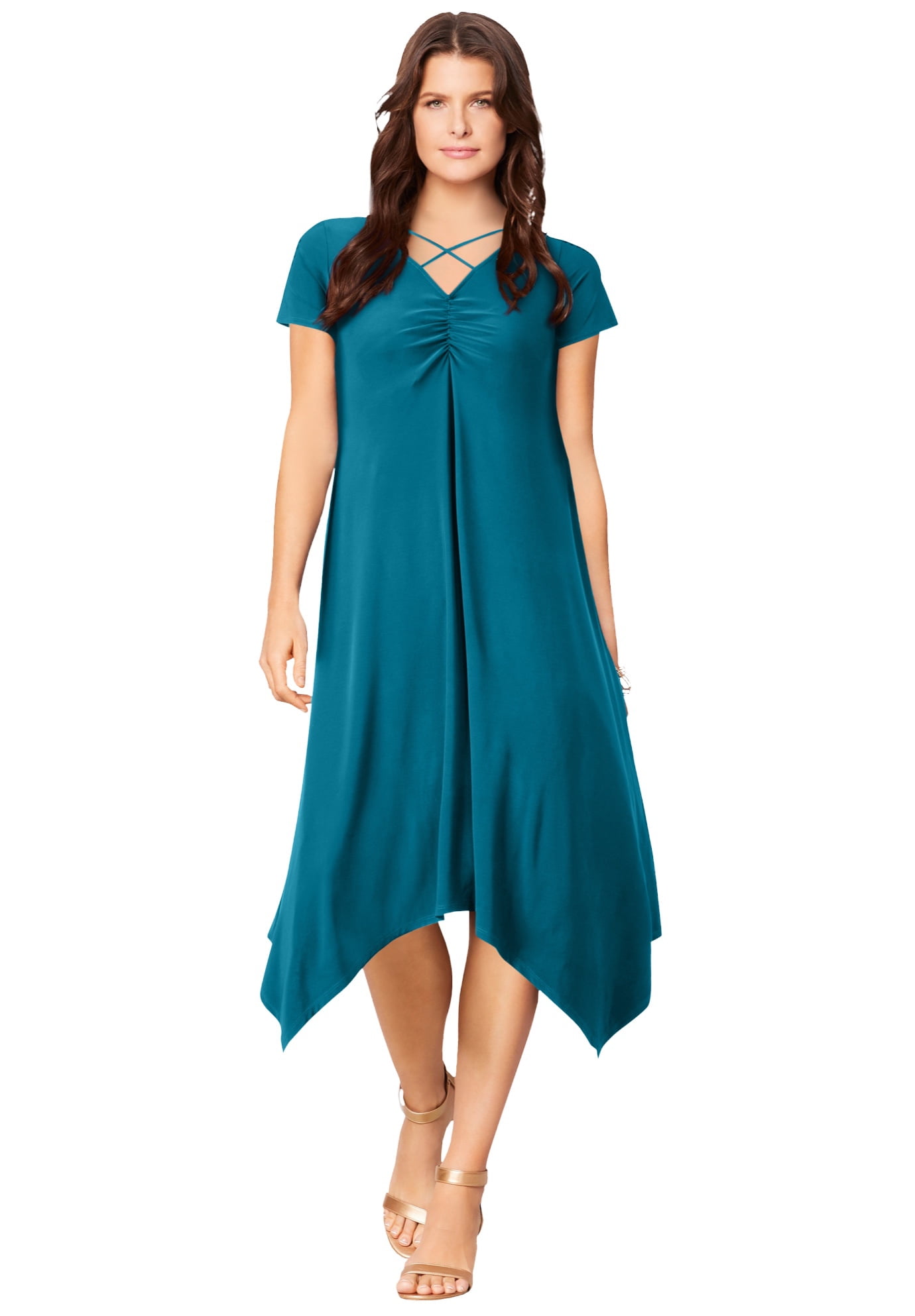 Roaman's Women's Plus Size Ultrasmooth Fabric Handkerchief-Hem Maxi ...