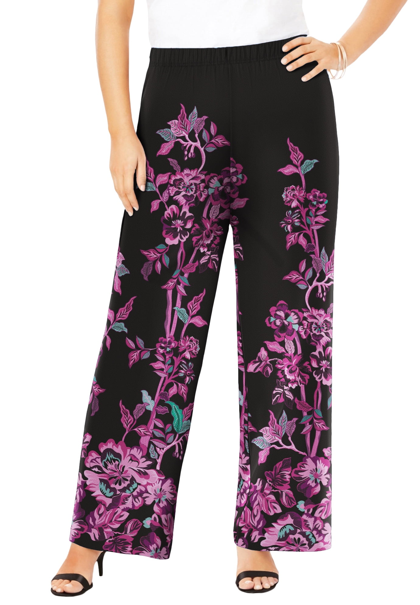 Roaman's Women's Plus Size Ultrasmooth Fabric Wide-Leg Pant - Walmart.com