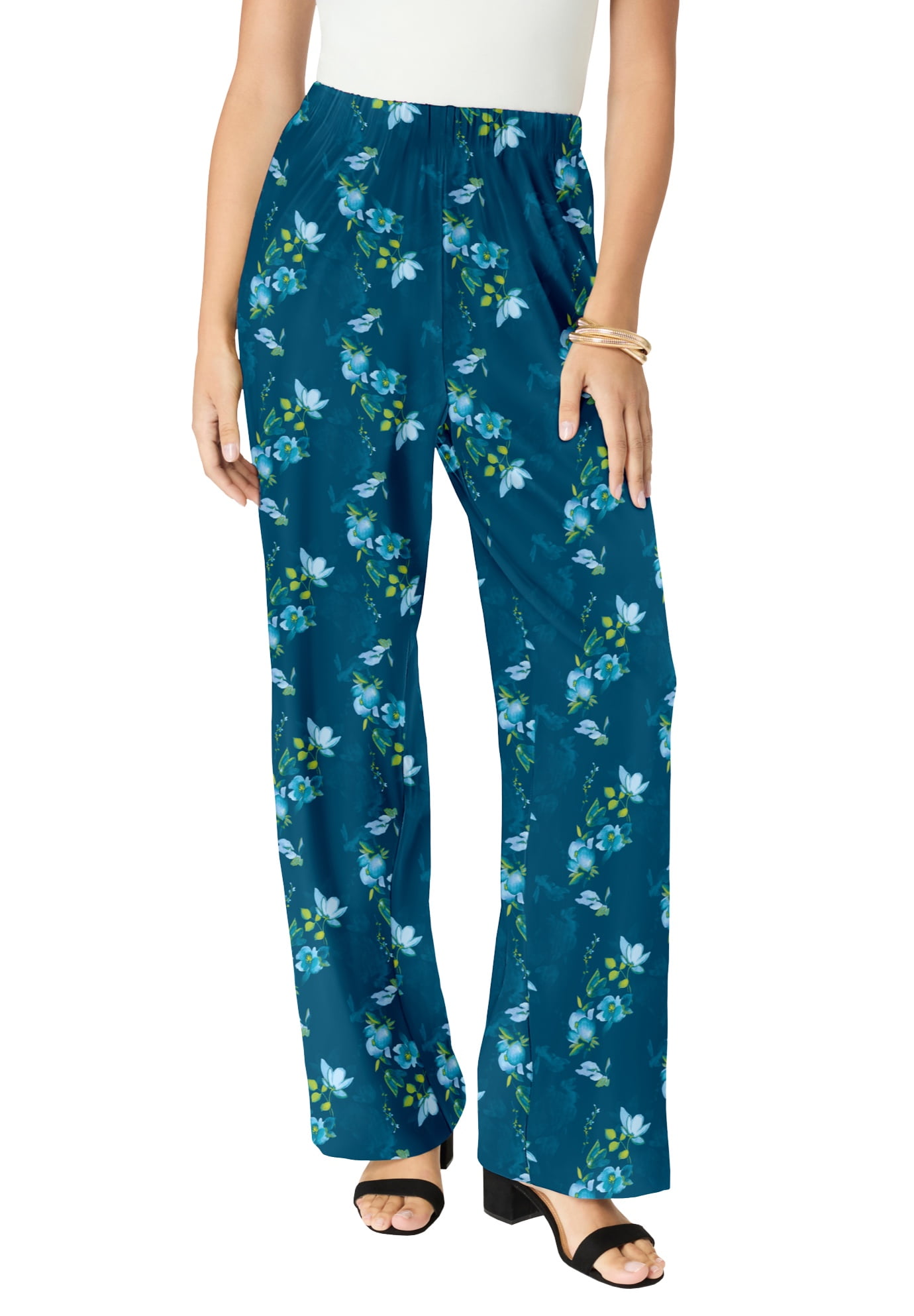 Roaman's Women's Plus Size Ultrasmooth Fabric Wide-Leg Pant - Walmart.com